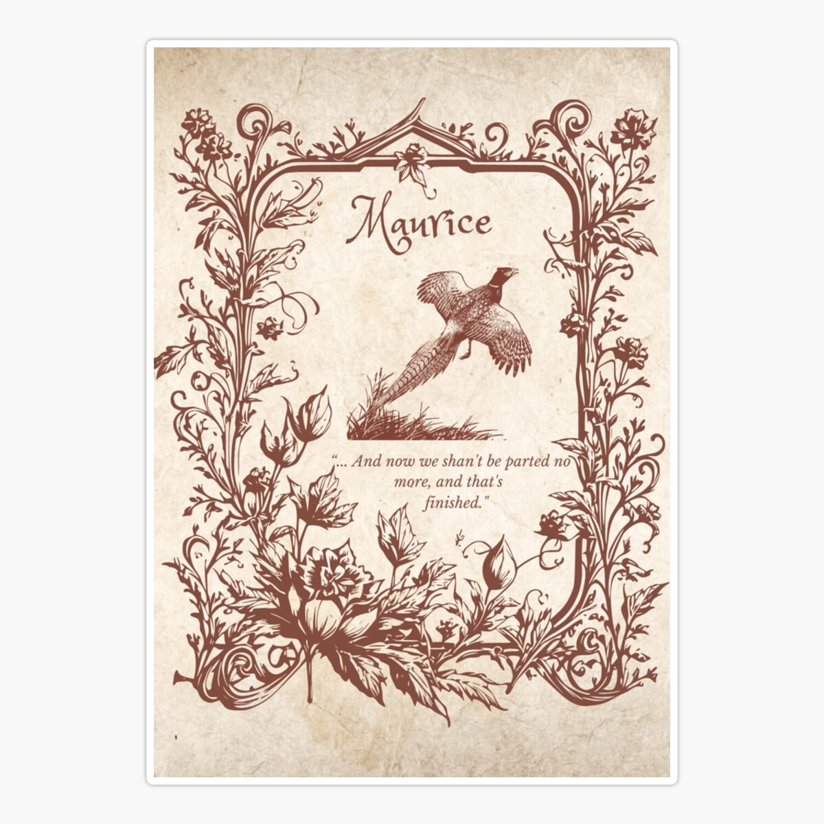 DOPASTICKER Maurice By E. M. Forster Pheasant Book Cover In Red Sticker ...