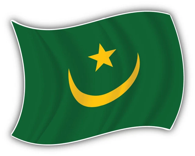 DOPASTICKER Mauritania Waving Flag Car Sticker Phone Decal Water Bottle ...