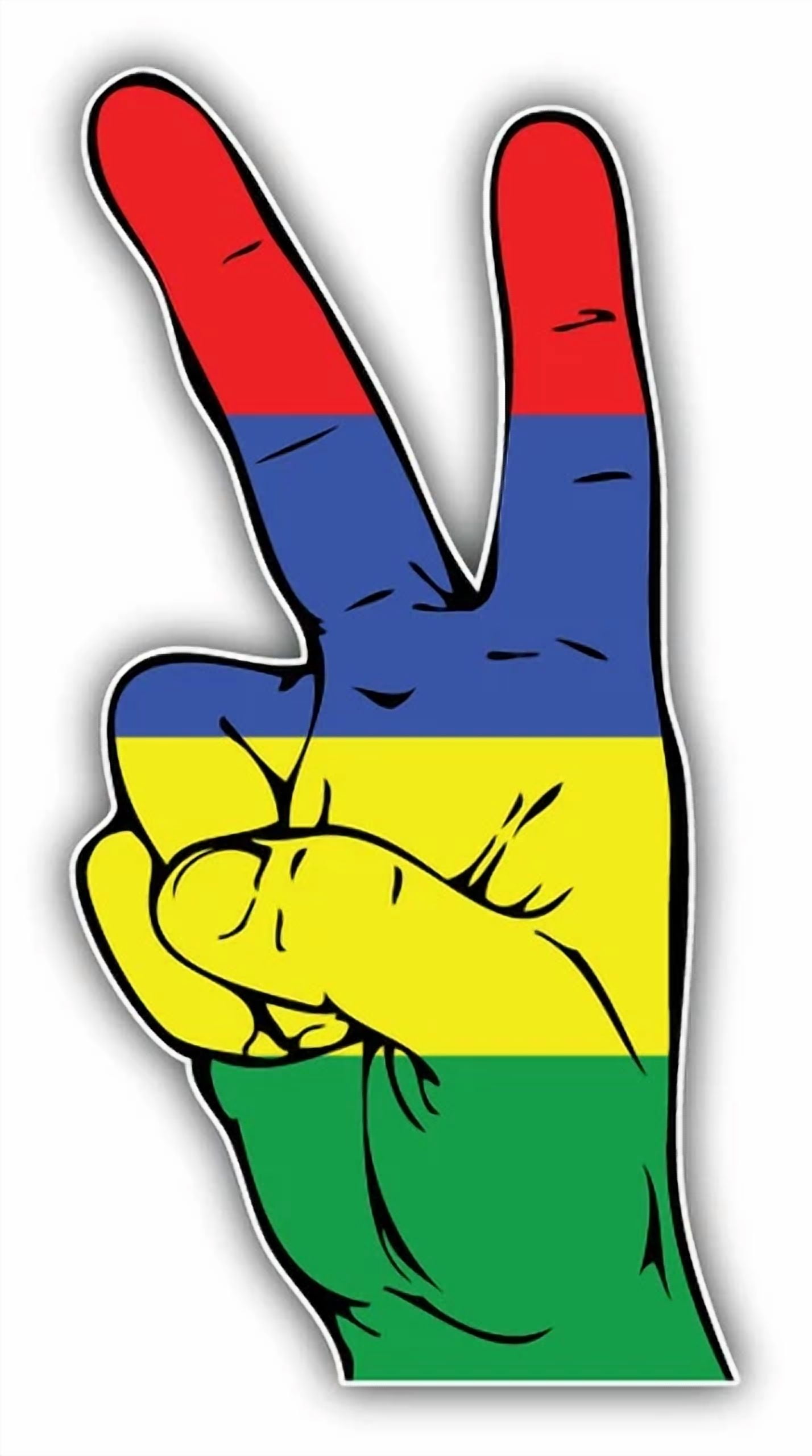 DOPASTICKER Mauritius Flag Hand Peace Sign Car Sticker Phone Decal ...