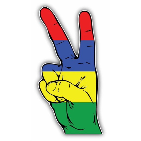DOPASTICKER Mauritius Flag Hand Peace Sign Car Sticker Phone Decal ...
