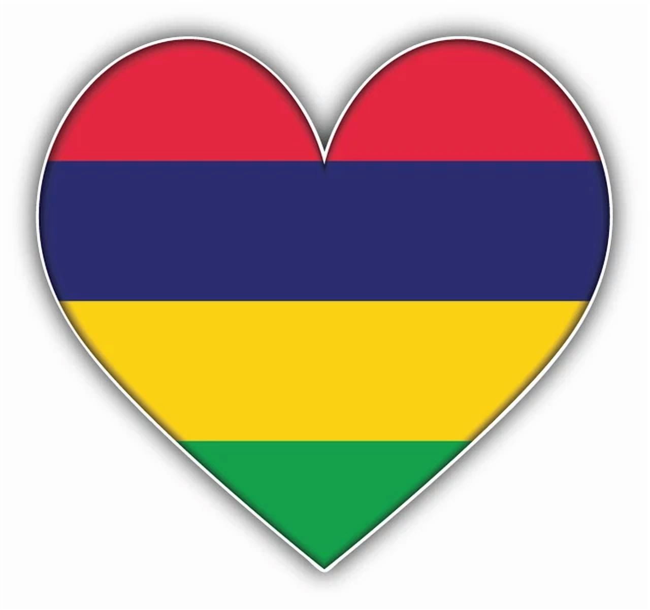 DOPASTICKER Mauritius Heart Flag Car Sticker Phone Decal Water Bottle ...