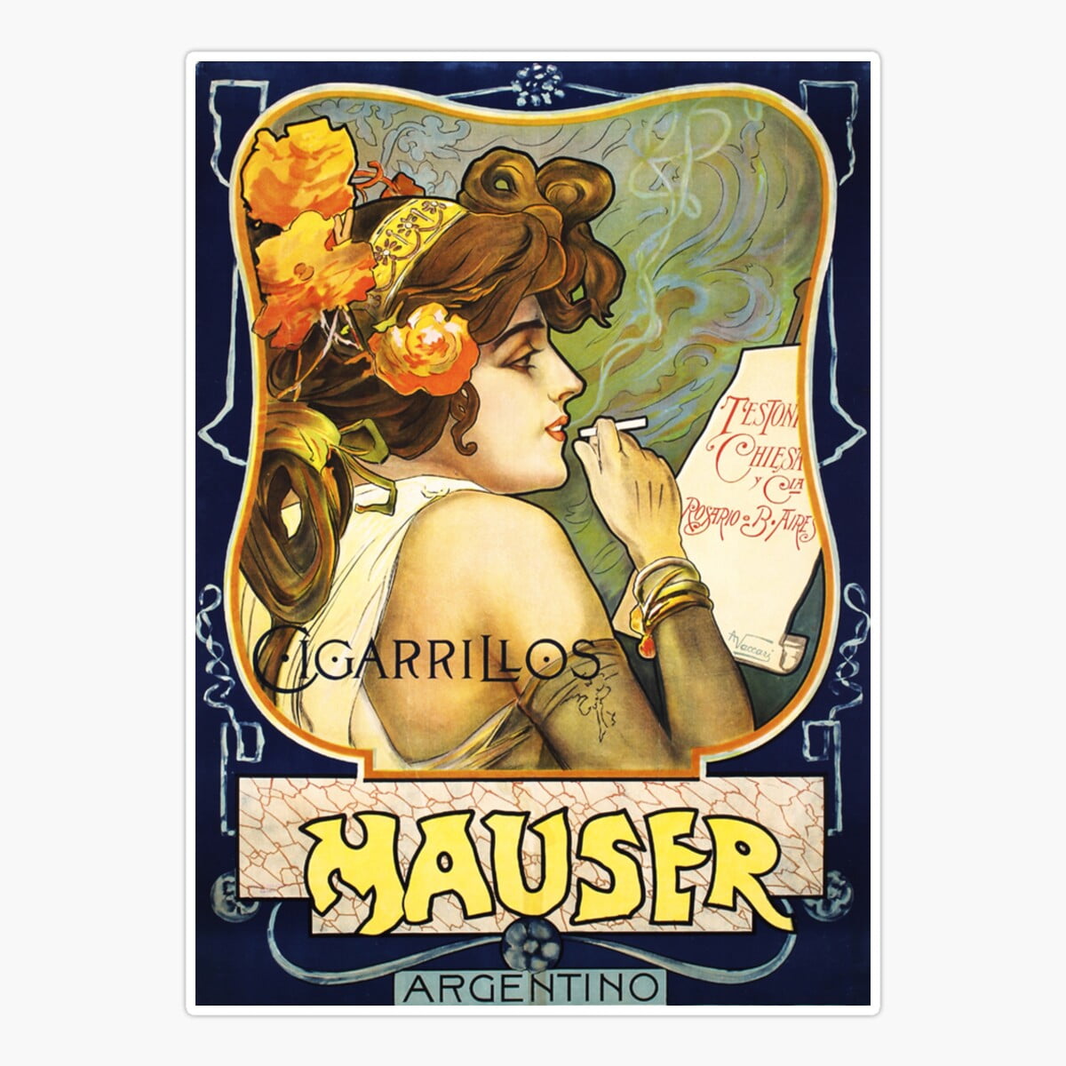 DOPASTICKER Mauser Cigarrillos, Art Nouveau, Vintage Art Sticker, Phone ...