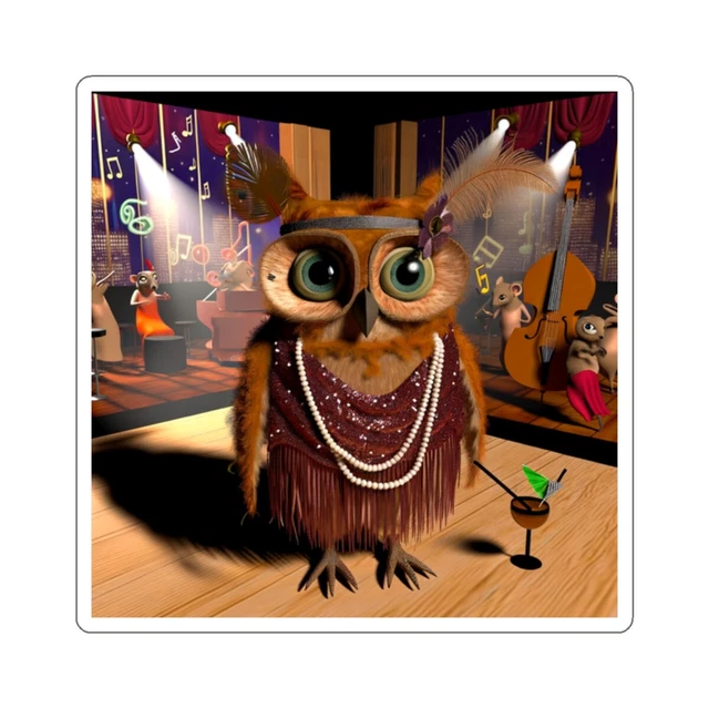 DOPASTICKER Maximalist Surrealist Owl Flapper Art Deco Weird Gift ...