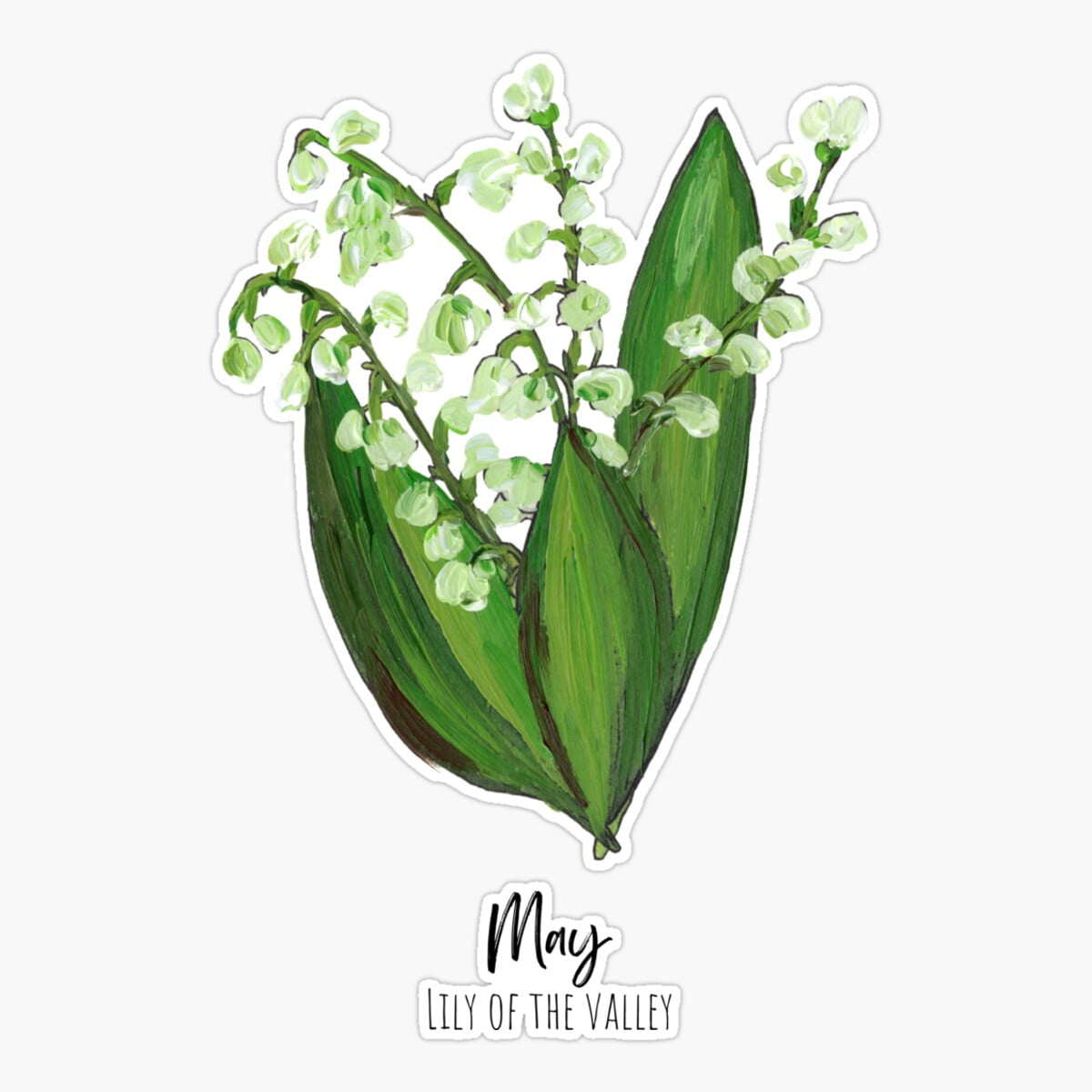 DOPASTICKER May Birth Flower Lily Of The Valley Sticker, Phone Sticker ...