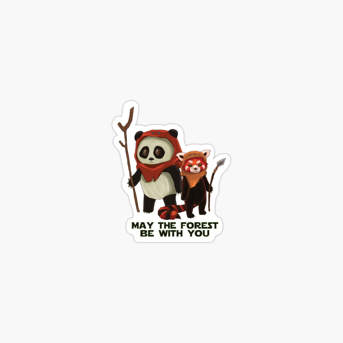 DOPASTICKER May The Forest Be With You Sticker Panda And Red Panda Cute ...