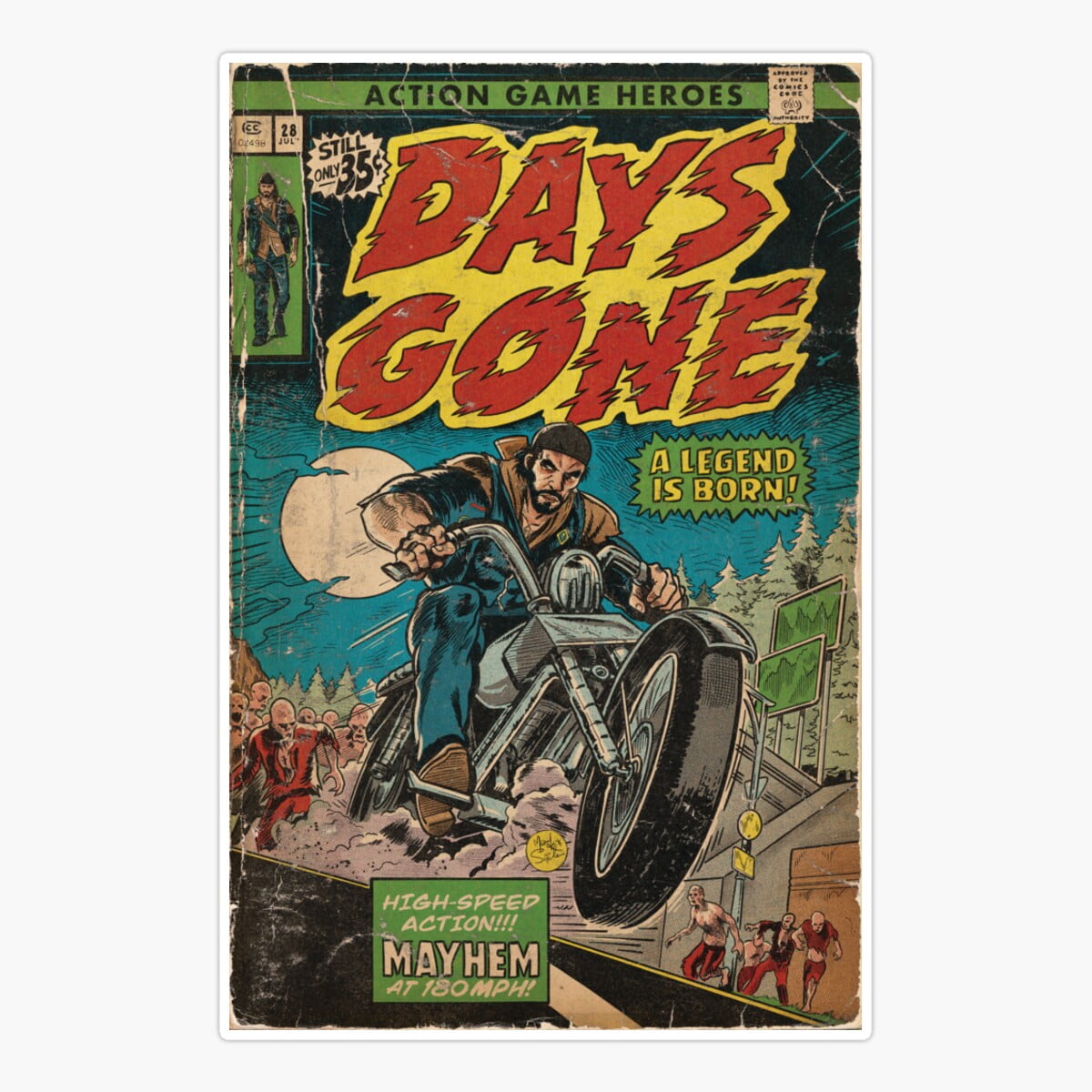 DOPASTICKER Mayhem At 180Mph - Days Gone Fan Art Comic Cover Sticker ...