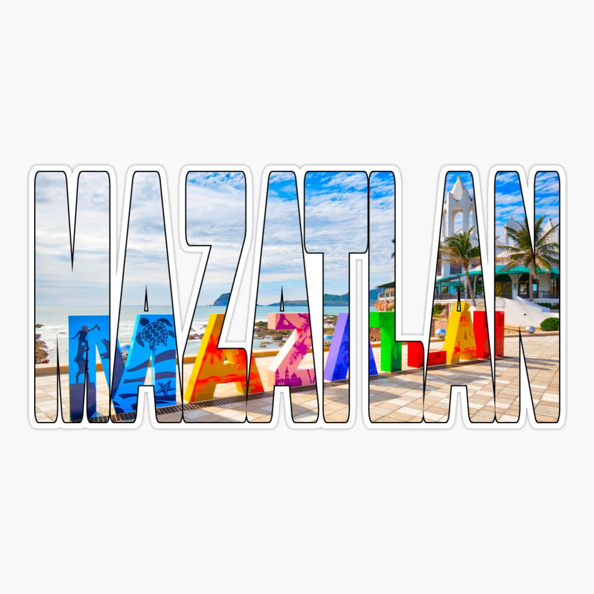 DOPASTICKER Mazatlan, Mexico Beachfront Sign Sticker, Phone Sticker Car ...