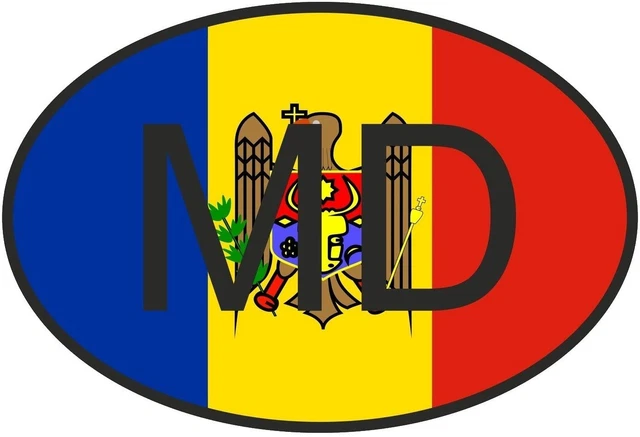 DOPASTICKER Md Moldova Country Code Oval With Flag Sticker Laptop ...