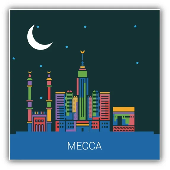 DOPASTICKER Mecca Night Skyline Landmark Car Sticker Phone Decal Water ...