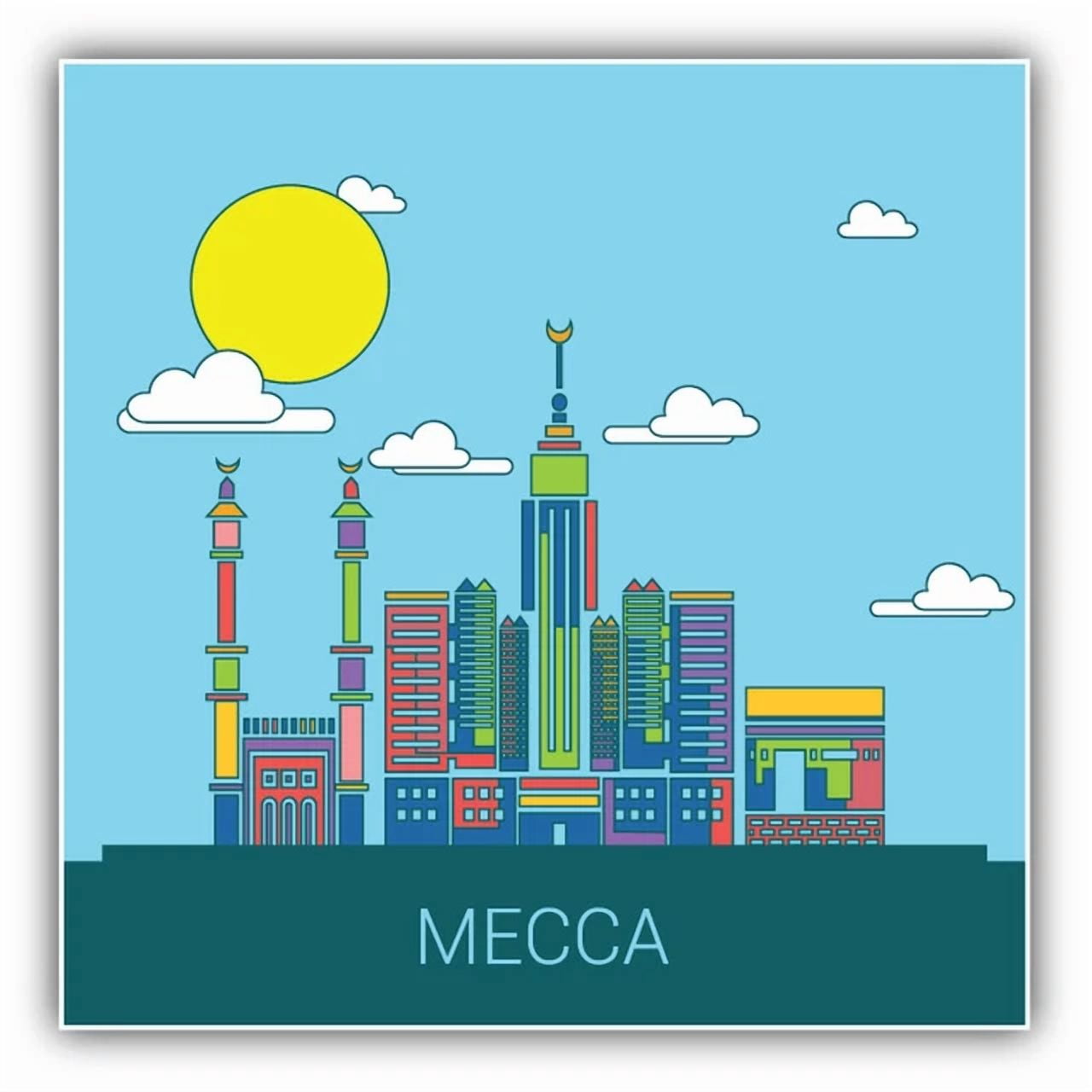 DOPASTICKER Mecca Skyline Landmark Car Sticker Phone Decal Water Bottle ...