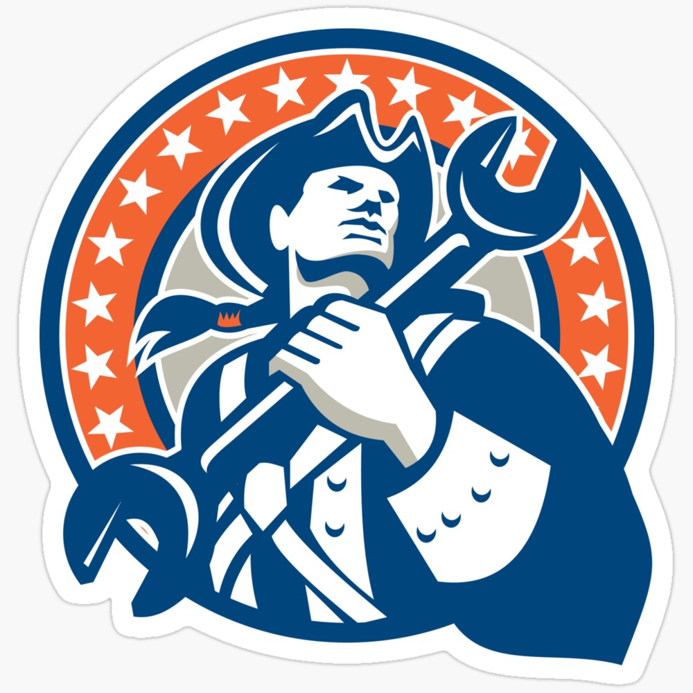 DOPASTICKER Mechanic American Patriot Holding Spanner Retro Sticker ...