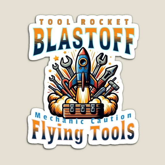 DOPASTICKER Mechanic Caution Flying Tools - Tool Rocket Blastoff ...