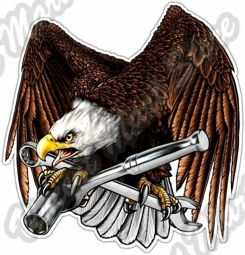 DOPASTICKER Mechanic Eagle Wrenches Socket Bird Car Car Sticker Decal ...
