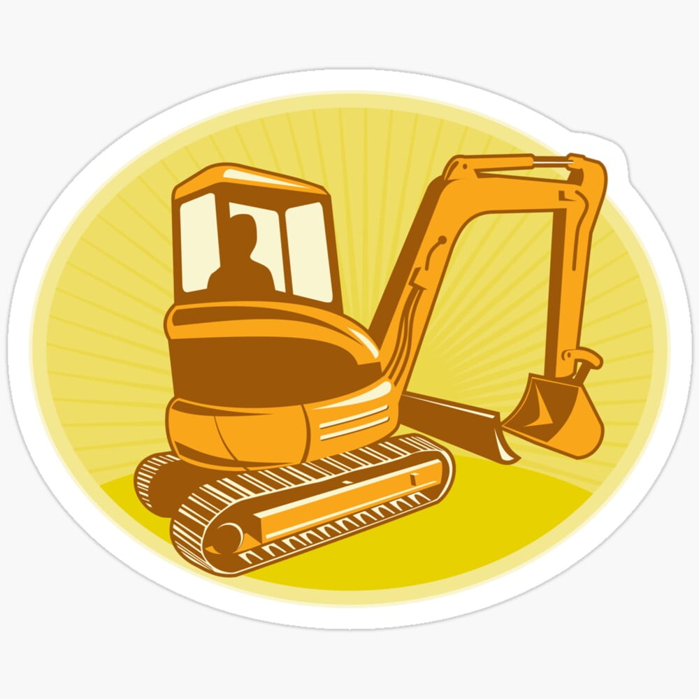 DOPASTICKER Mechanical Digger Excavator Retro Sticker Phone Decal Water ...