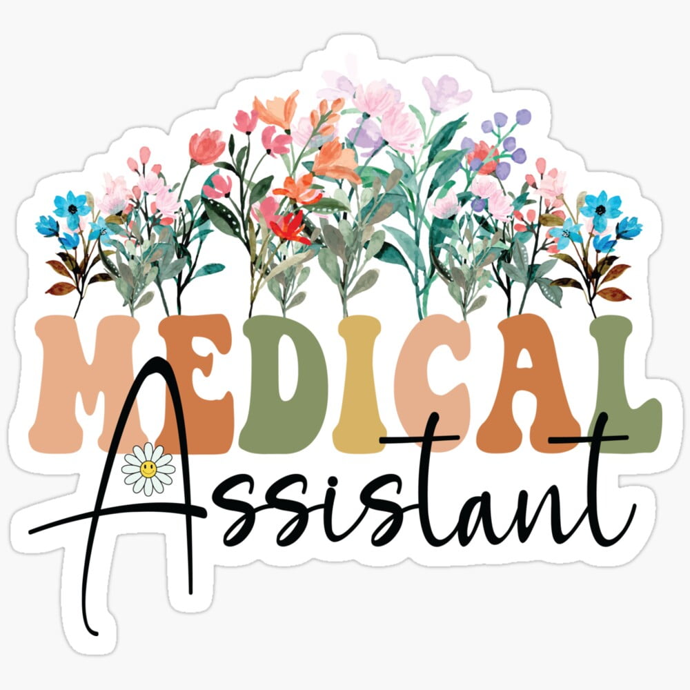 DOPASTICKER Medical Assistant Cma Nurse Nursing Groovy Wildflower ...