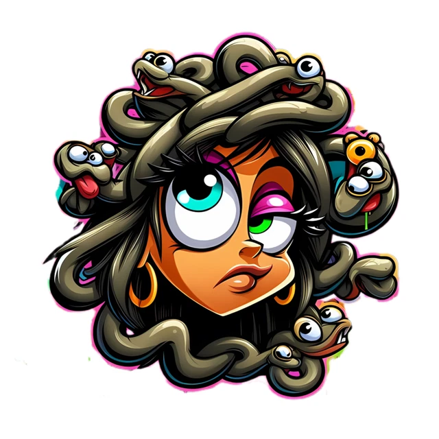 DOPASTICKER Medusa Cartoon Sticker Street Art Urban Edgy Hip Hop Grunge ...
