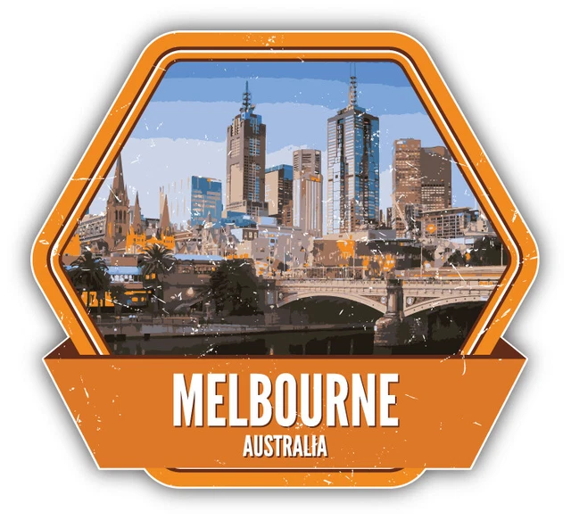 DOPASTICKER Melbourne Australia Grunge Vintage Travel Label Car Sticker Phone Decal Water Bottle ...