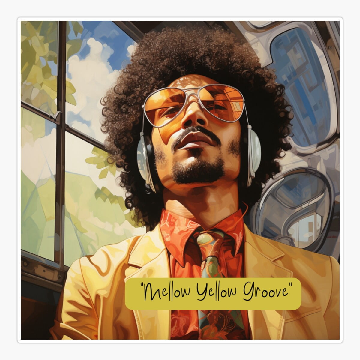 DOPASTICKER Mellow Yellow Groove Relaxation Vibe Music Sticker, Phone ...