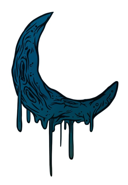 DOPASTICKER Melting Moon Sticker Dripping Melt Trippy Psychedelic Blue ...
