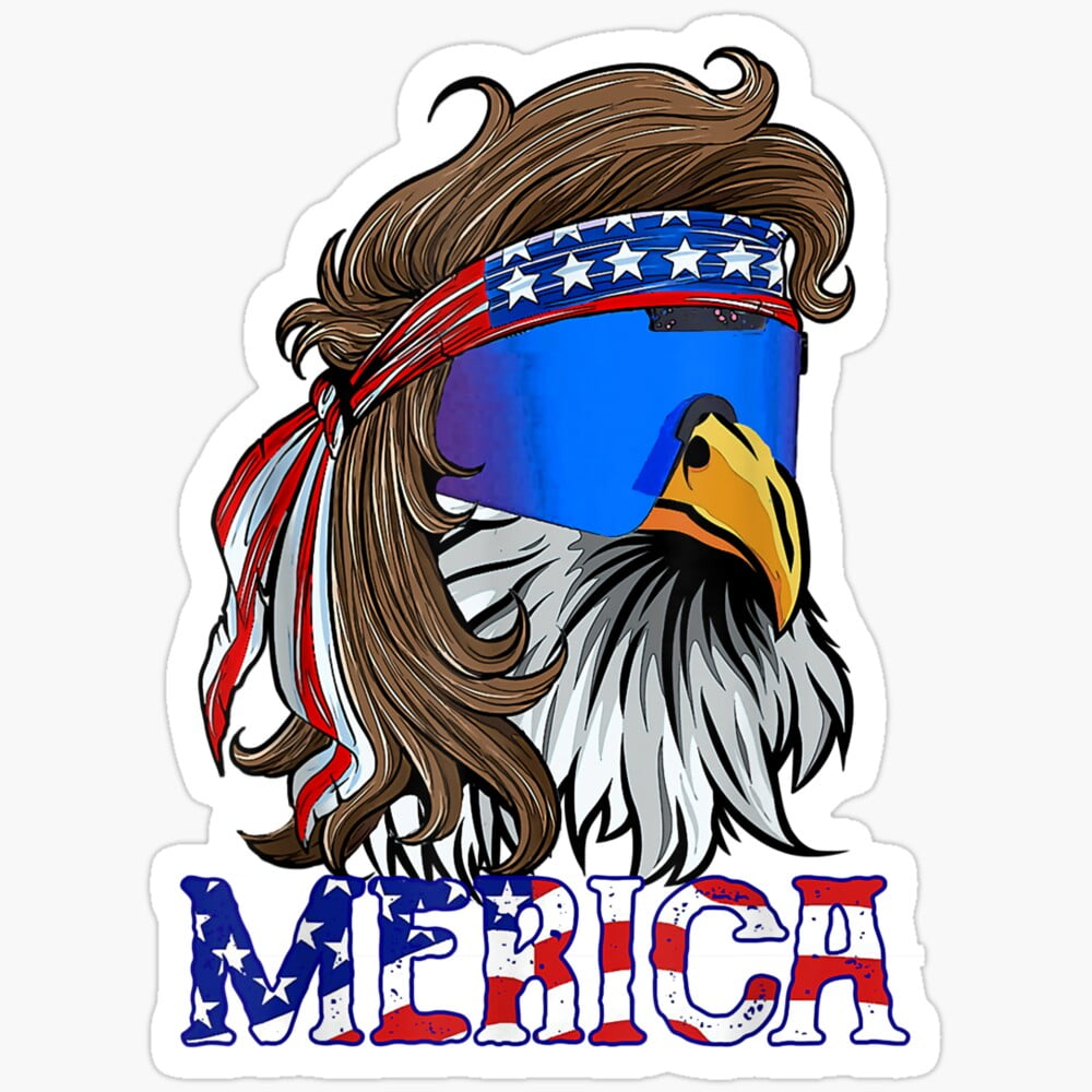 DOPASTICKER Mens Merica Eagle Mullet Sticker American Flag Usa Men 4Th ...