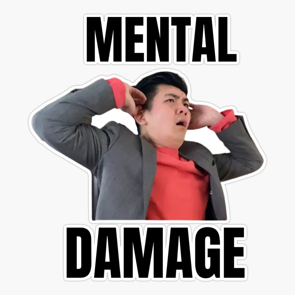 DOPASTICKER Mental Damage Reaction Men.Tal Health Asian Sticker, Phone ...