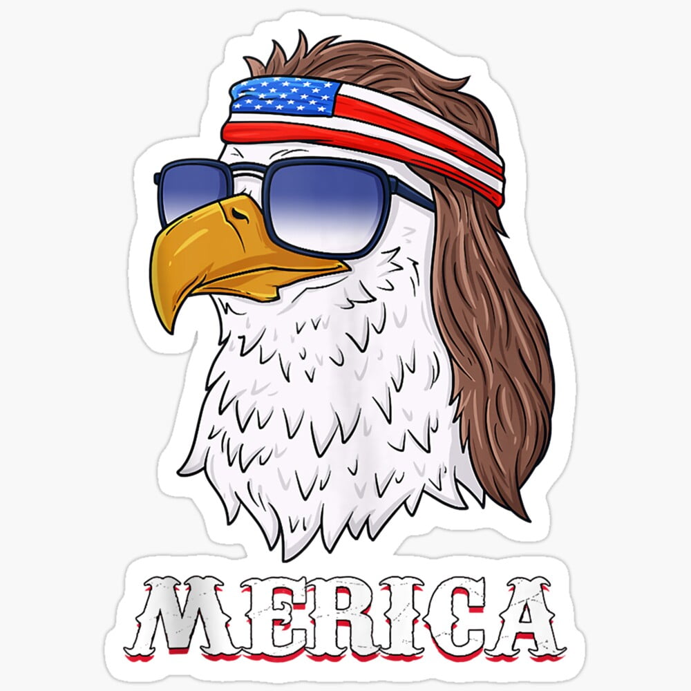 DOPASTICKER Merica 4Th Of July Patriotic Bald Eagle Mullet Sticker ...