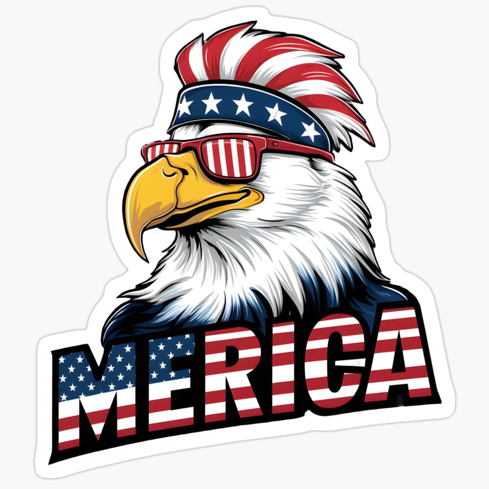 DOPASTICKER Merica Bald Eagle Sticker Fourth Of July Sticker, Memorial ...