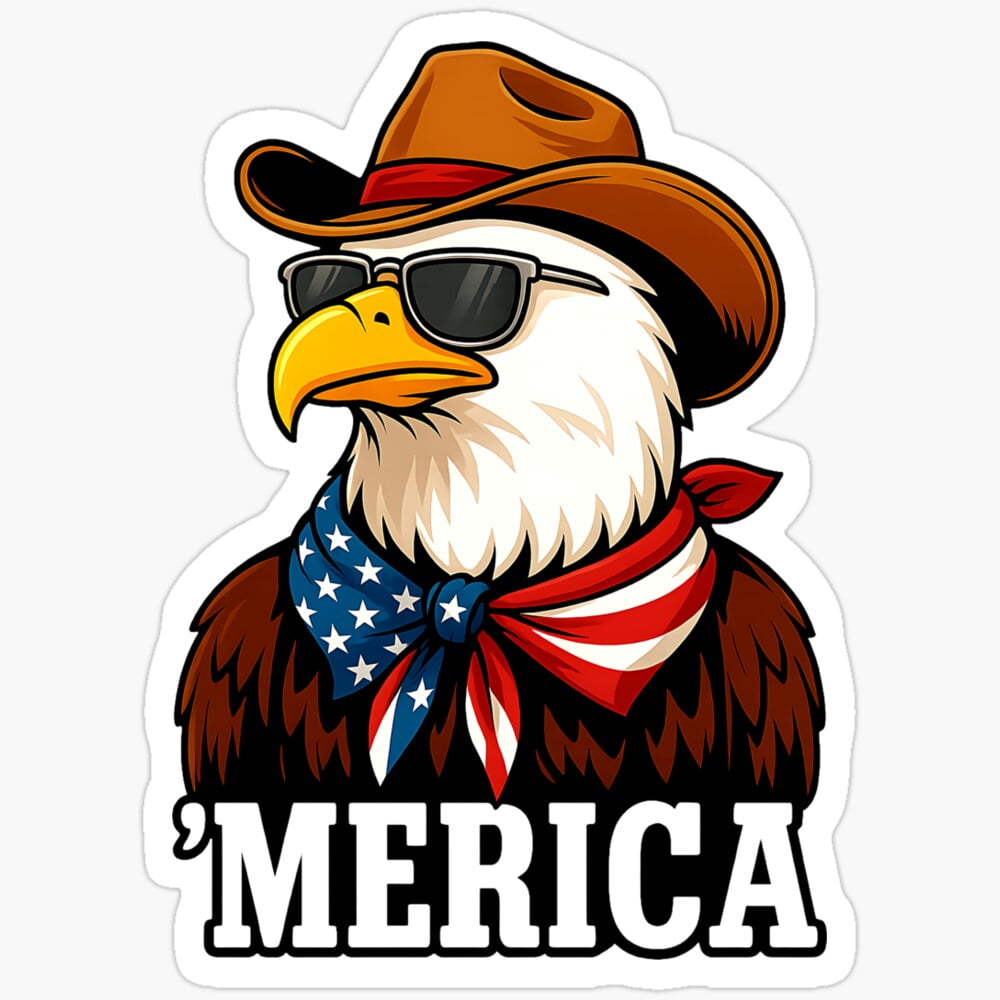 DOPASTICKER Merica Bald Eagle Usa Flag Patriotic 4Th Of July America ...