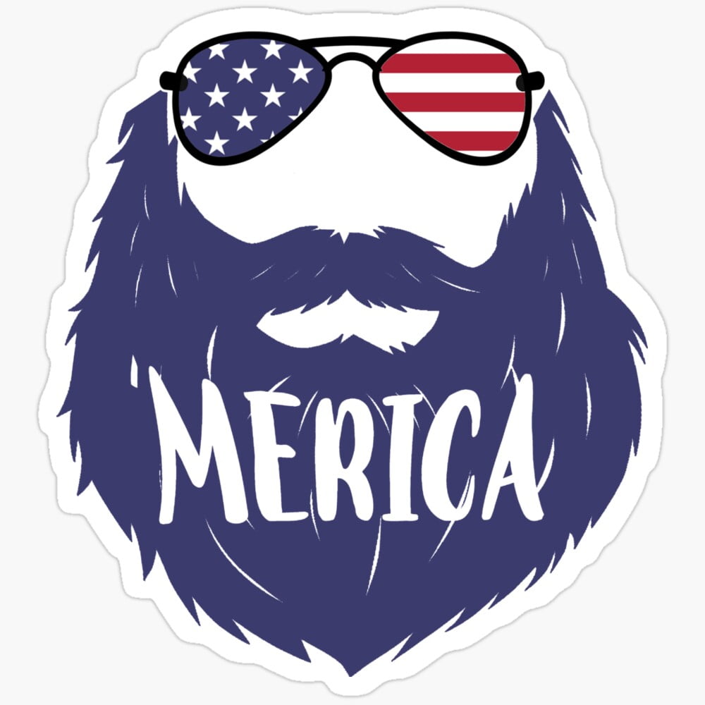 DOPASTICKER Merica Beard Sunglasses Sticker Fourth Of July Sticker ...