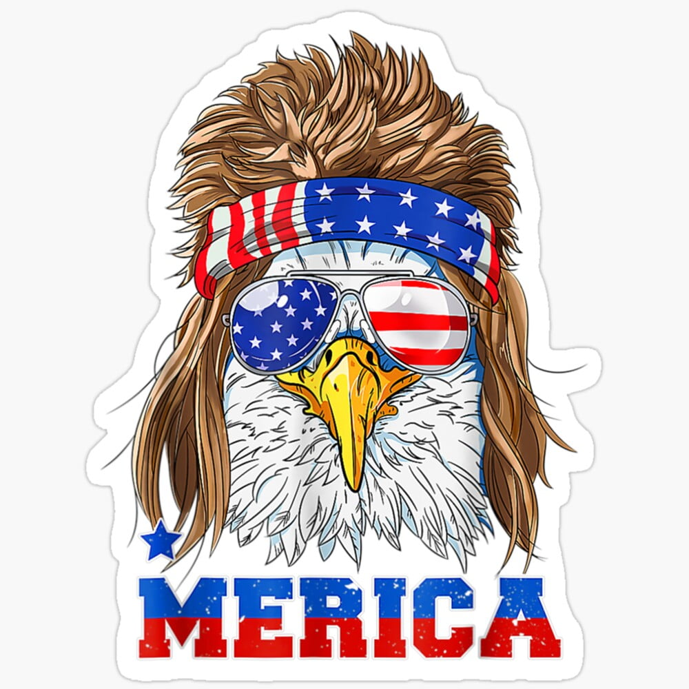 DOPASTICKER Merica Eagle Mullet 4Th July American Flag Sticker Phone ...