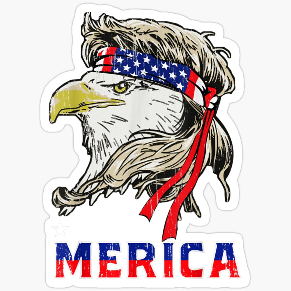DOPASTICKER Merica Eagle Mullet Usa Flag 4Th Of July American Flag ...