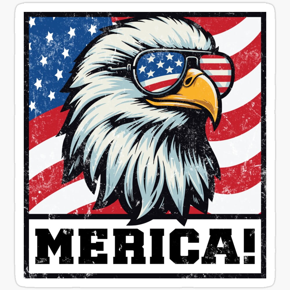 DOPASTICKER Merica Flag Eagle - 4Th Of July Sticker Fourth Of July ...