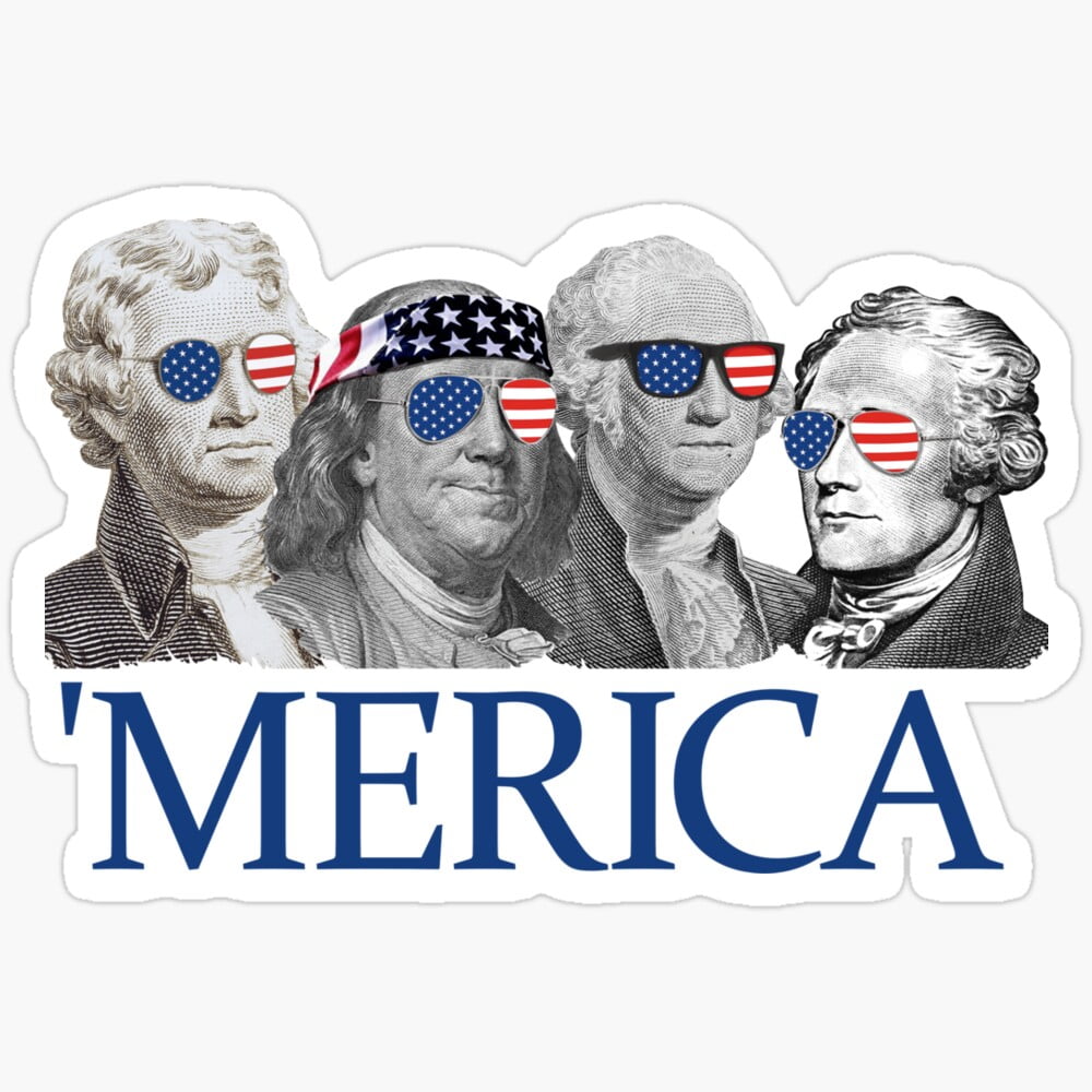 DOPASTICKER Merica Founding Fathers Patriotic 4Th Of July Merica Gear ...