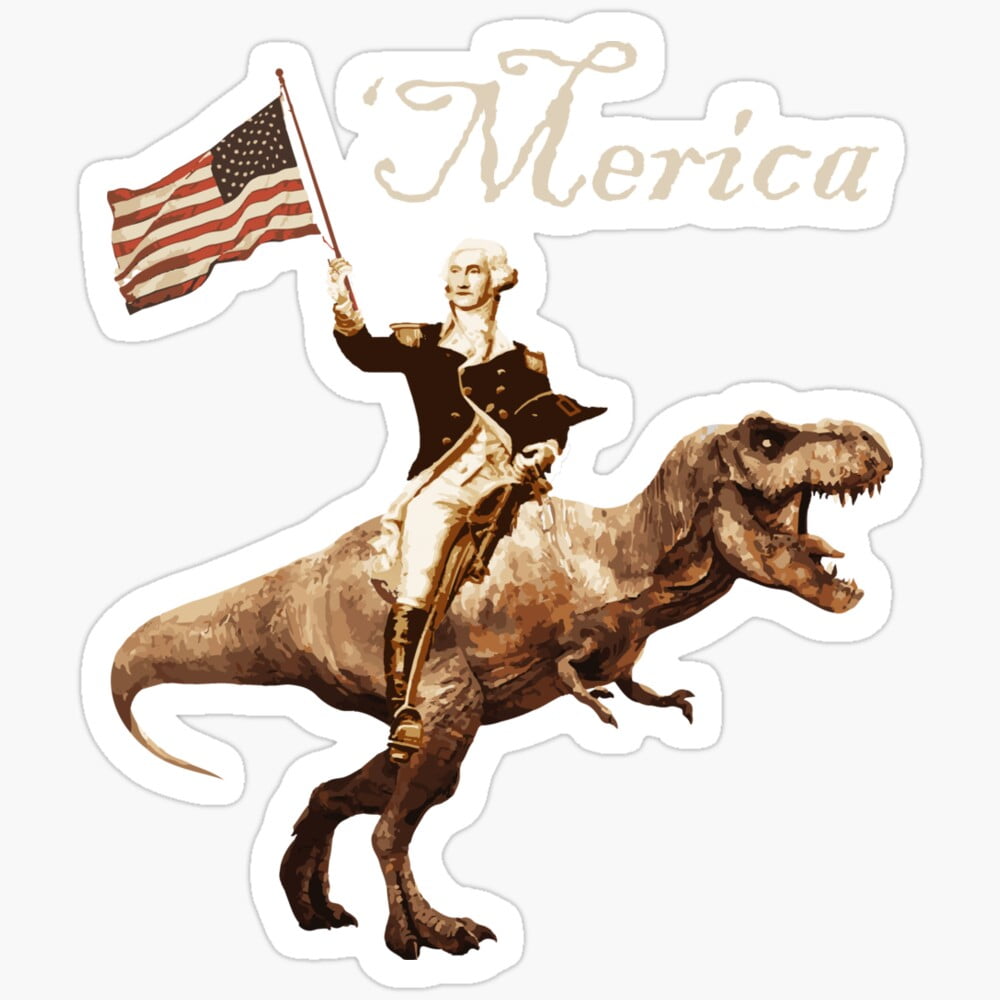 DOPASTICKER Merica T-Rex Dinosaur Sticker Fourth Of July Sticker ...