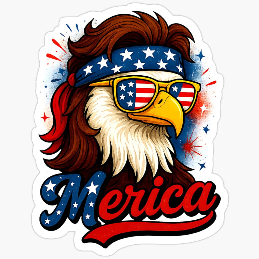 DOPASTICKER Merica Usa American Flag Patriotic 4Th Of July Bald Eagle ...
