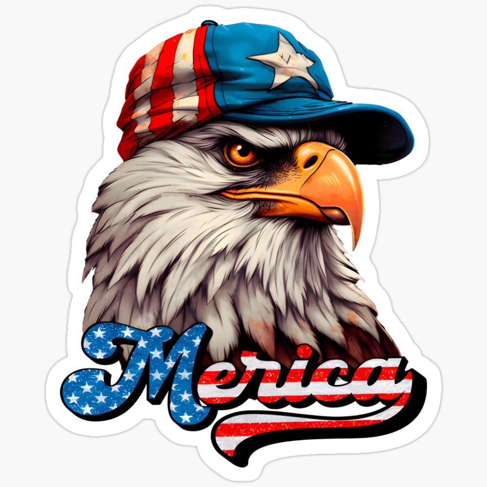 DOPASTICKER Merica Usa Flag Patriotic 4Th Of July Bald Eagle Sticker ...