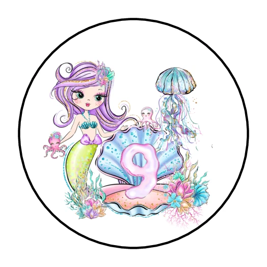 DOPASTICKER Mermaid 9Th Ninth Birthday Stickers Ocean Phone Decal Water ...