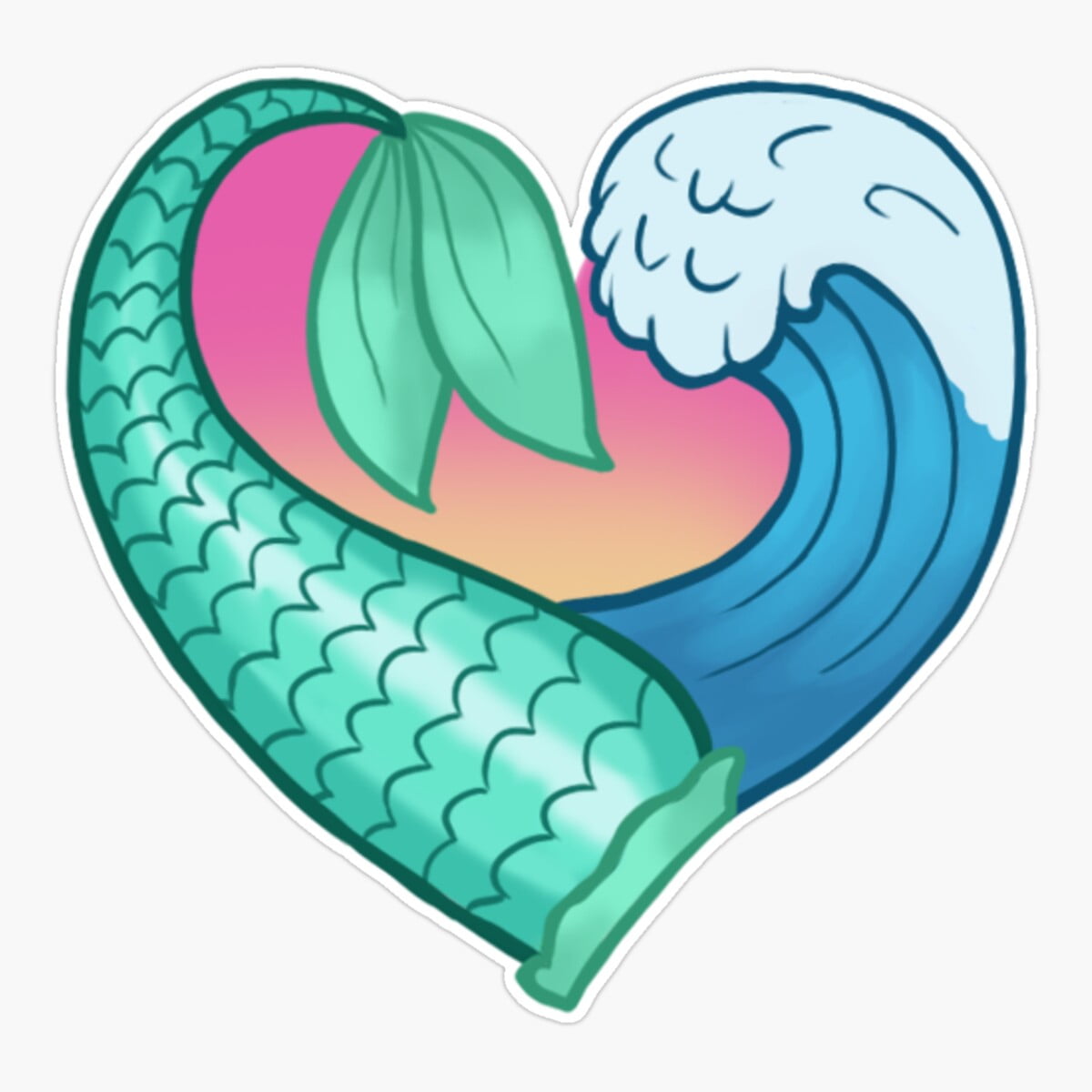 DOPASTICKER Mermaid Heart Sticker, Phone Sticker Car Stickers, Birthday ...