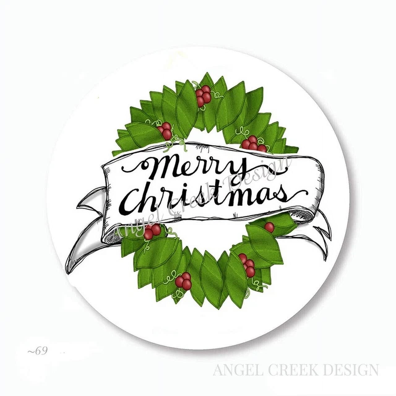 DOPASTICKER Merry Chri.Stm.As Country Wreath Scrapbook Stickers Phone ...