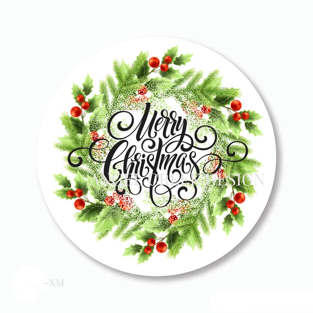DOPASTICKER Merry Chri.Stm.As Holly Berrries Holiday Wreath Stickers ...
