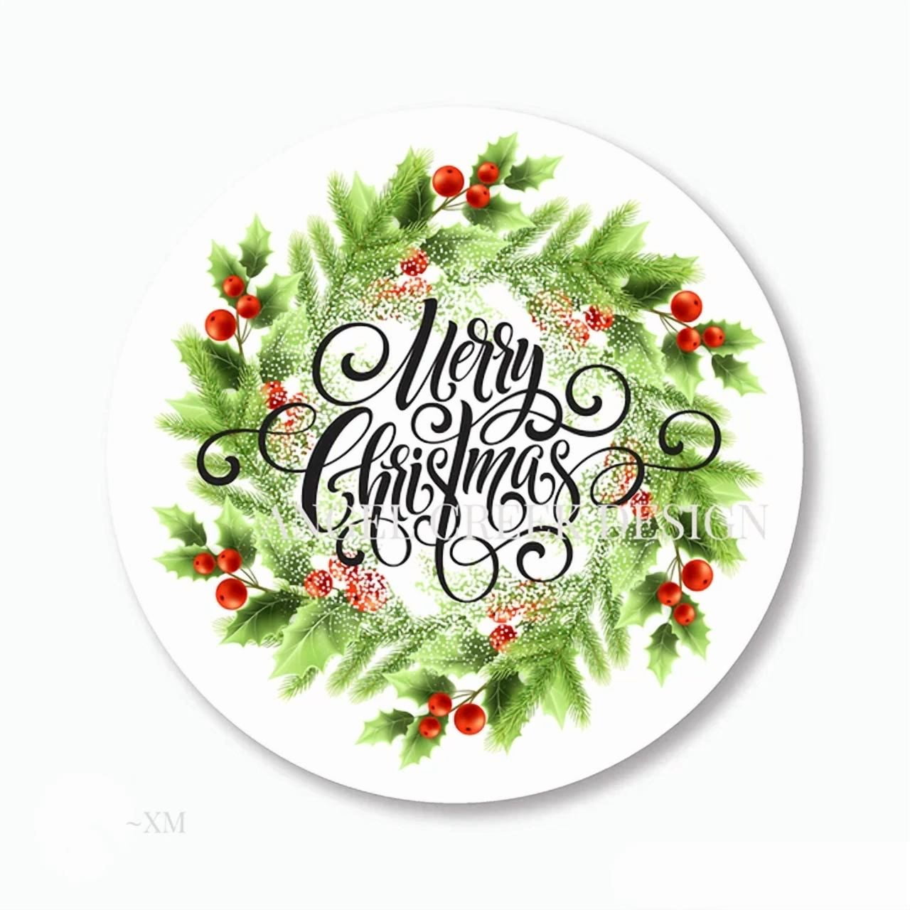DOPASTICKER Merry Chri.Stm.As Holly Berrries Holiday Wreath Stickers ...
