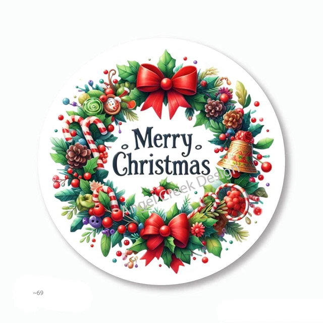 DOPASTICKER Merry Chri.Stm.As Holly Wreath Scrapbook Stickers Phone ...