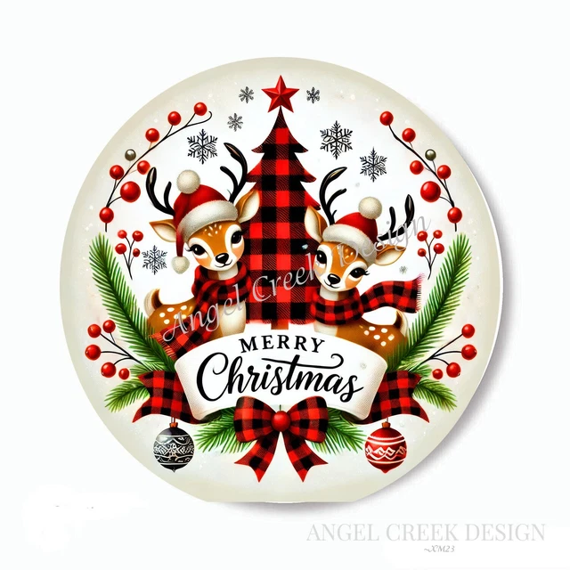 DOPASTICKER Merry Chri.Stm.As Plaid Reindeer Favor Stickers Scrapbook ...