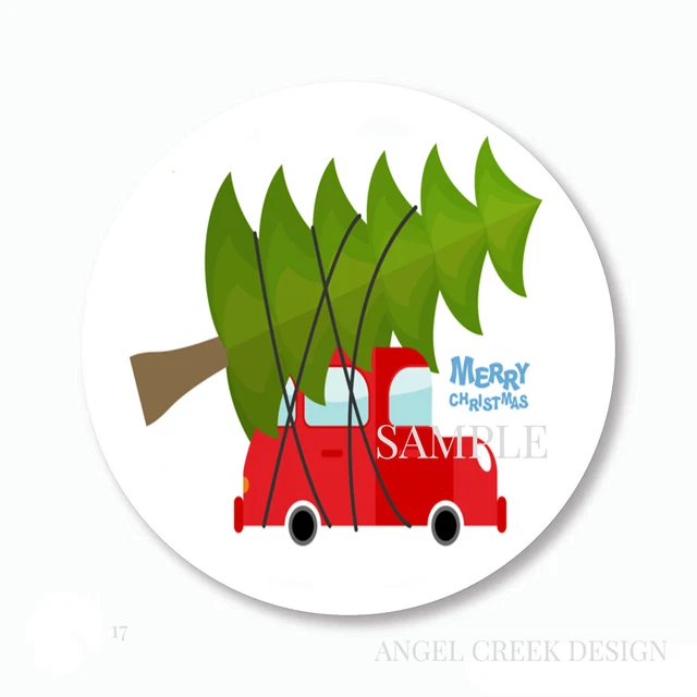 DOPASTICKER Merry Chri.Stm.As Red Truck Scrapbook Stickers Phone Decal ...