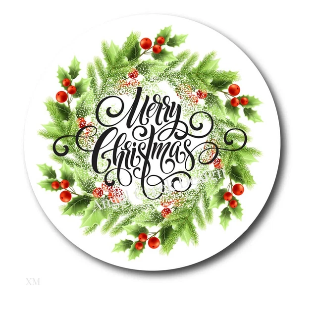 DOPASTICKER Merry Chri.Stm.As Stickers Holly Wreath Holiday Chri.Stm.As ...