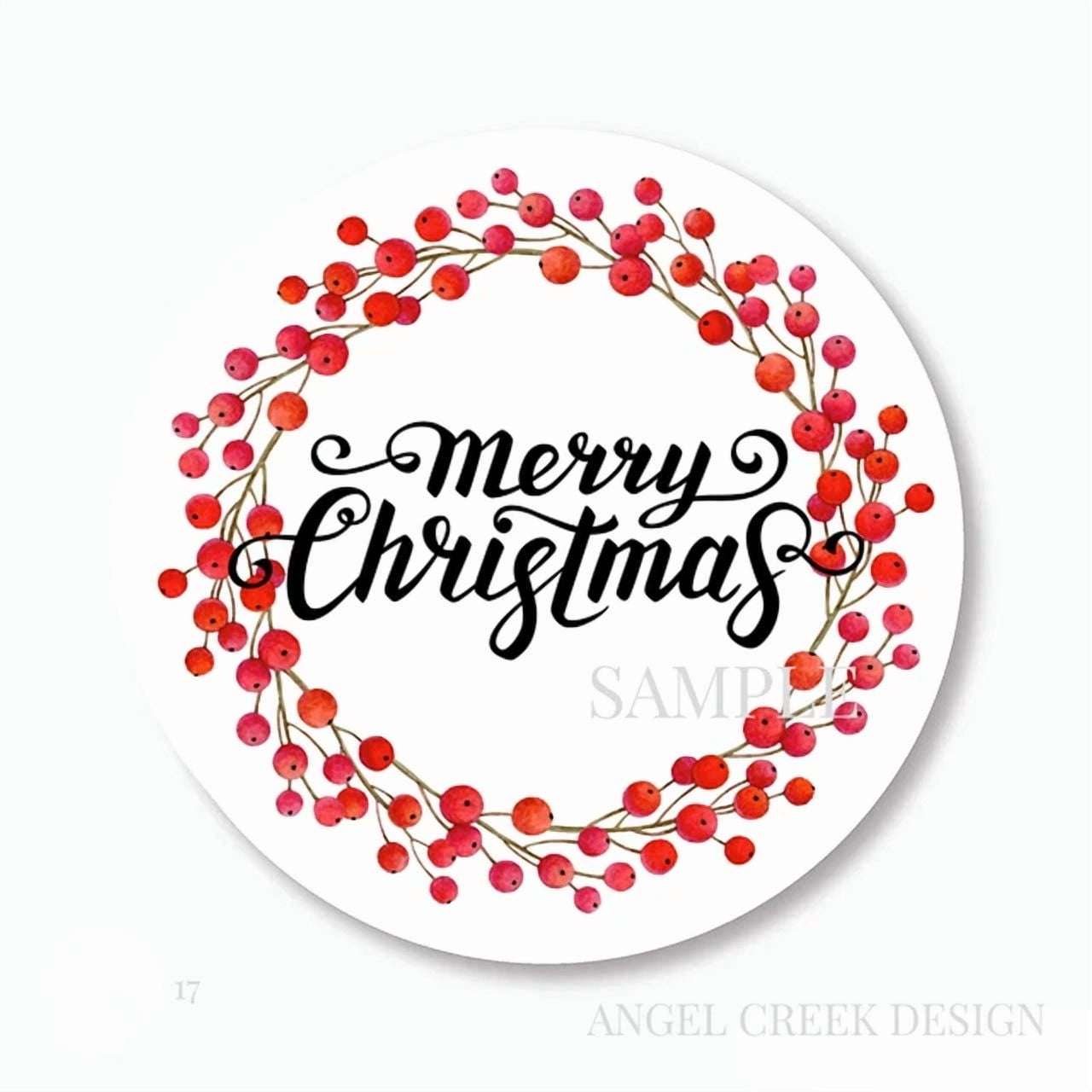DOPASTICKER Merry Chri.Stm.As Wreath Scrapbook Stickers Holiday Phone ...