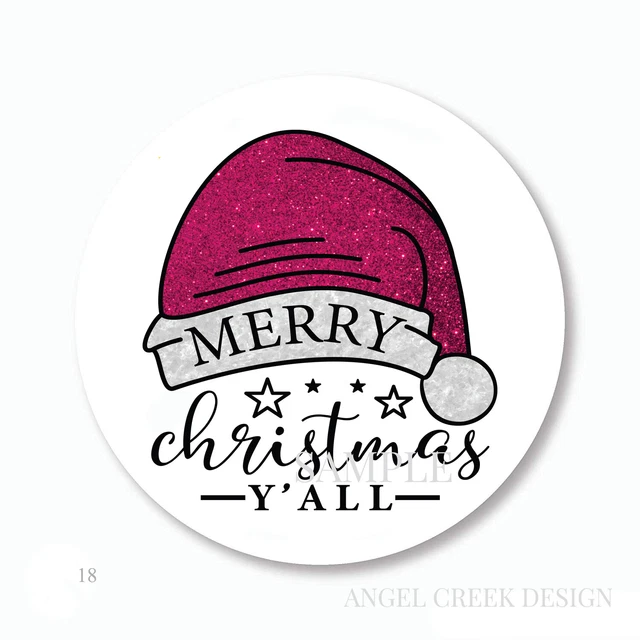 DOPASTICKER Merry Chri.Stm.As Y'All San.Ta Hat Scrapbook Stickers Round ...