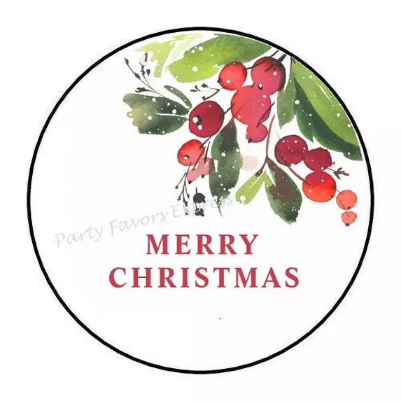 DOPASTICKER Merry Chris.Tmas Holly Berries Stickers Favors Phone Decal ...