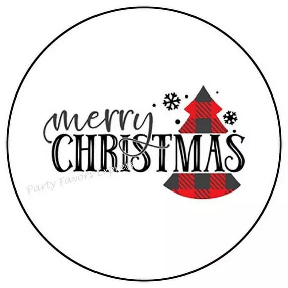 DOPASTICKER Merry Chris.Tmas Plaid Tree Stickers Favors Phone Sticker ...