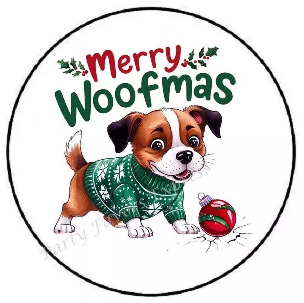 DOPASTICKER Merry Woofmas Chris.Tmas Dog Stickers Favors Gift You ...